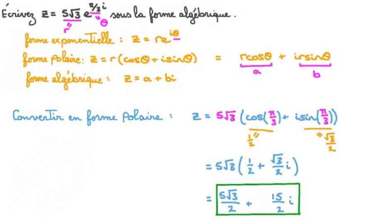 Exercices résolus sur les nombres complexes sous la forme exponentielle ...